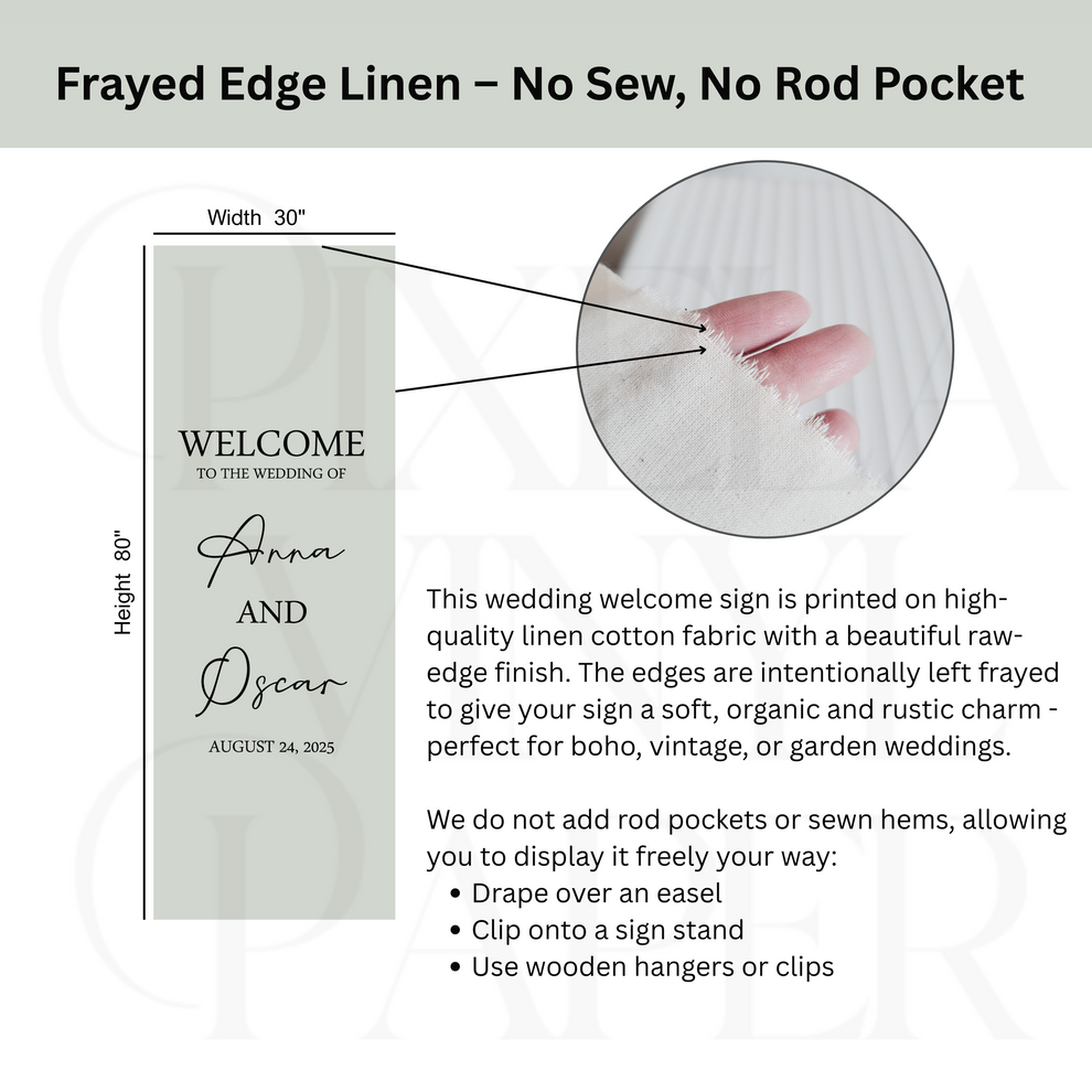 Custom Linen Fabric Wedding Welcome Sign - CFS04 – PixelaVinylPaper